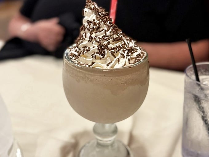 This mocha shake towers like a delicious monument to the fine art of not sharing your dessert with anyone.
