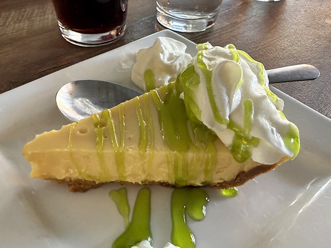 Key lime pie with a drizzle that'll make you reconsider every dessert decision you've made before.