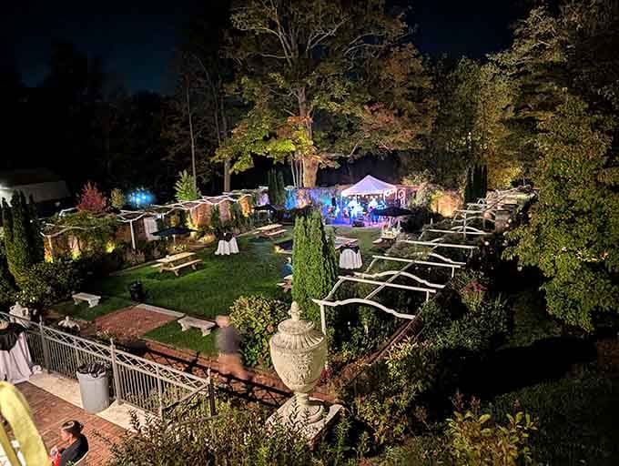 Evening garden events transform this historic property into an enchanted gathering space where past meets present beautifully.