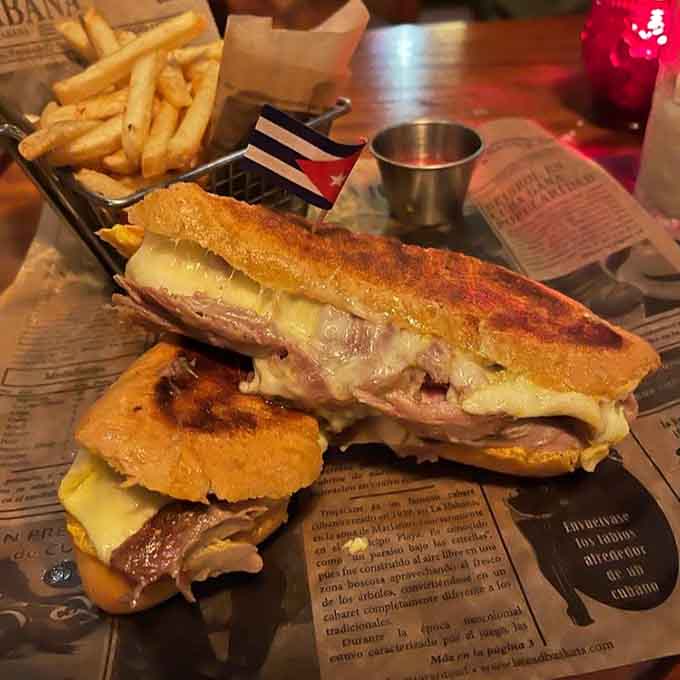 The Cubano sandwich gets pressed into golden, melty submission, creating the kind of lunch dreams are made of.