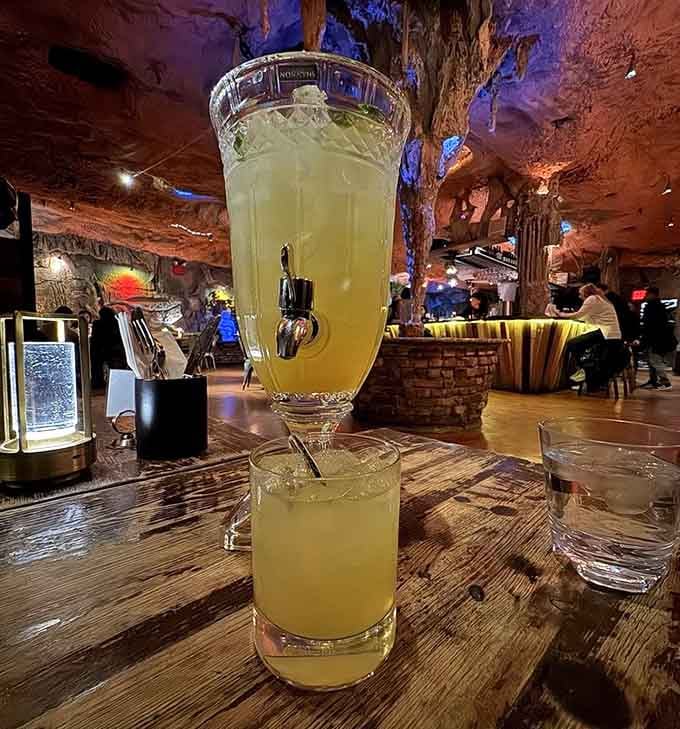 That margarita is practically glowing, which seems appropriate given you're drinking it inside an actual cave restaurant.