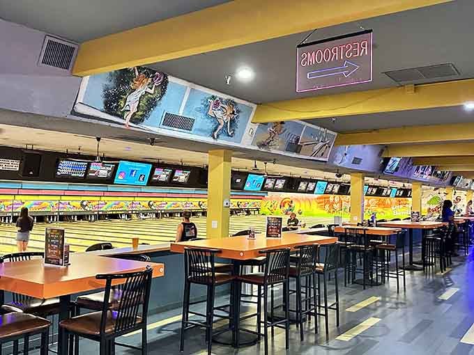 Lane-side seating with screens overhead means you won't miss a moment of the action or the game.