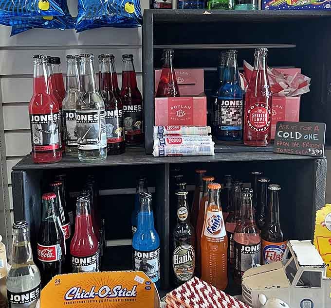Jones Soda bottles lined up like liquid nostalgia, proving some fizzy memories never go flat or fade.