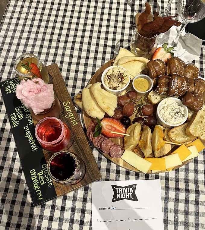 That sangria flight and savory board combo is basically a vacation on a table, minus the airport security hassle.