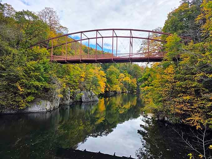 The bridge spanning the river offers perspectives that change with every season, always delivering Instagram-worthy moments.