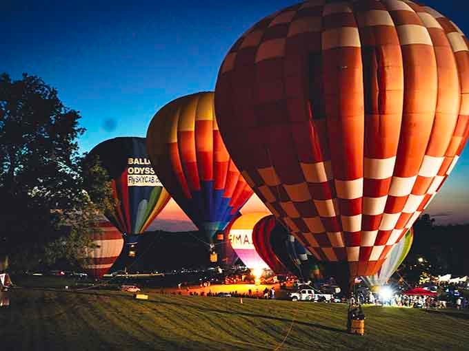 Hot air balloons at twilight transform the arboretum into something straight out of a dream you'd actually want to remember.