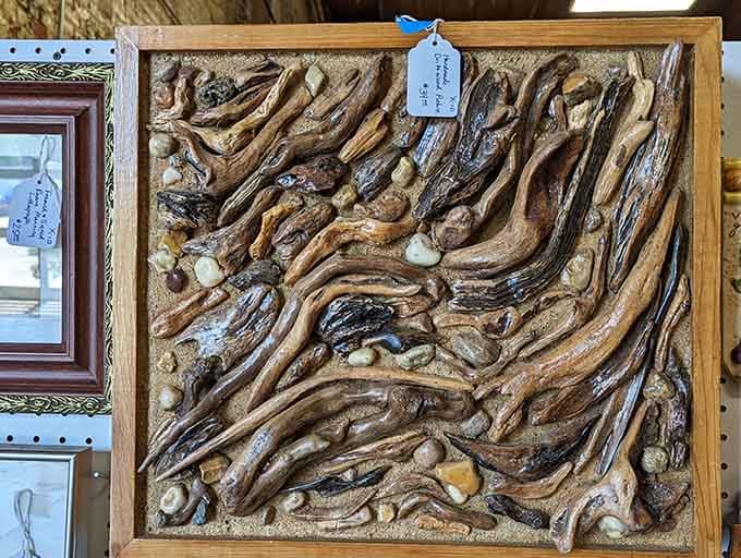 Driftwood art that looks like abstract expressionism created by Mother Nature herself, now available for your living room wall.