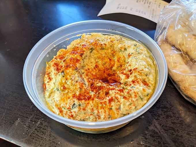 Creamy, golden hummus with a paprika swirl, this is what the supermarket stuff dreams of becoming someday.