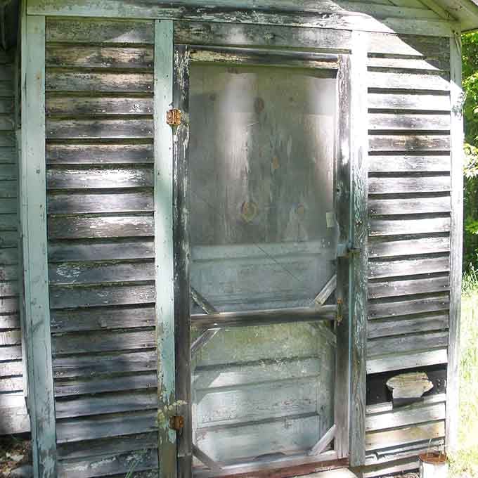 These mismatched doors suggest either creative recycling or the world's most confusing entrance exam for visitors back in the day.