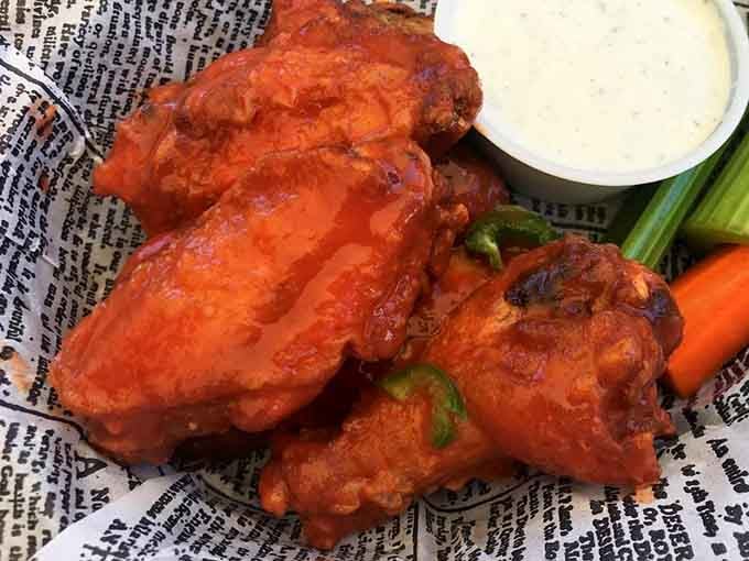 These wings have the kind of crispy exterior that makes you understand why people write love songs about fried food.