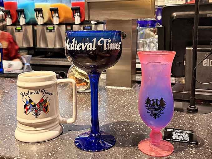 Souvenir goblets and steins transform ordinary beverages into drinks worthy of toasting your victorious knight's triumph.