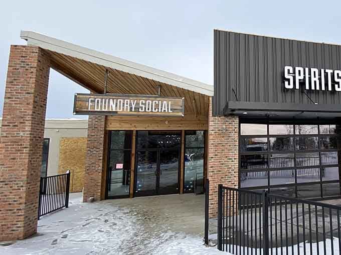 Foundry Social's welcoming entrance promises good times, great food, and conversations that linger past closing time.