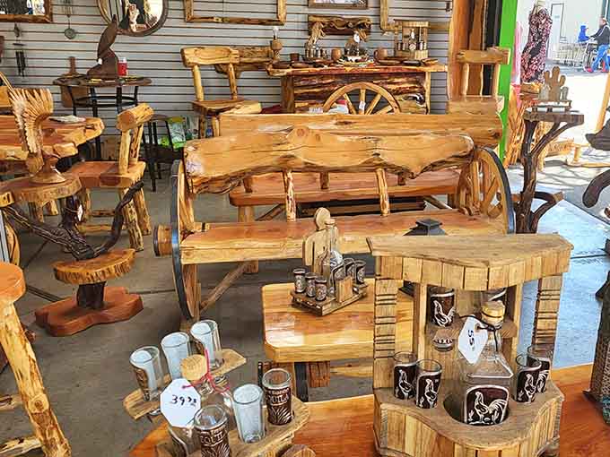 Rustic furniture pieces that bring the lodge aesthetic home without the expensive interior designer price tag.