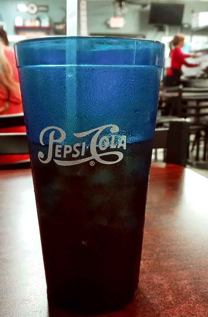 That vintage Pepsi glass proves everything tastes better when served with a side of nostalgia and charm.
