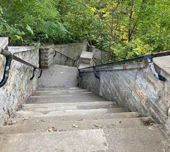 These stairs lead down to the falls, giving your knees a workout before rewarding you with spectacular views.