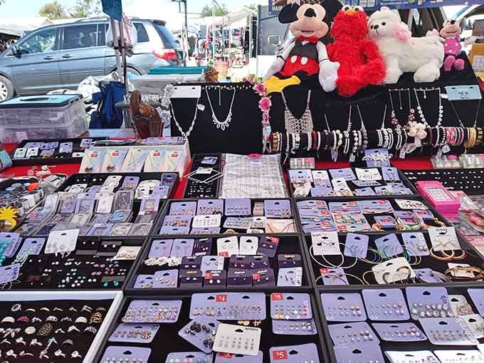 Jewelry displays sparkle with possibilities, offering everything from costume fun to pieces that might actually impress your mother-in-law.