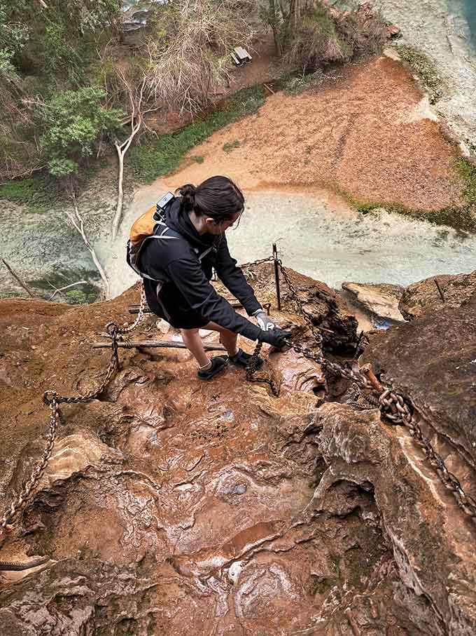 Gripping chains on wet rock builds character, or at least gives you stories for dinner parties.
