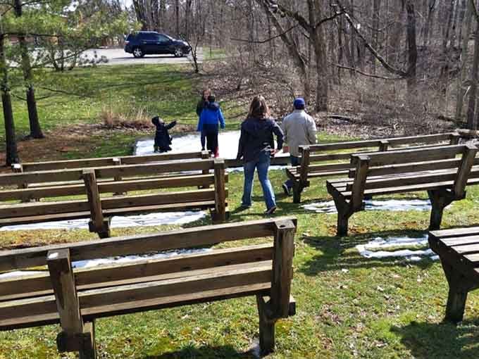 These wooden benches have hosted countless picnics, proposals, and probably a few important life decisions.
