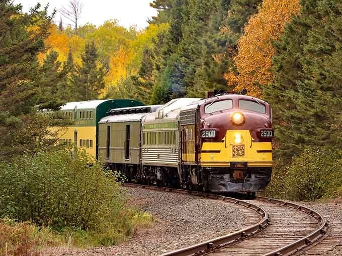 The gentle curve of these tracks through fall foliage creates a scene worthy of every model train enthusiast's dreams.