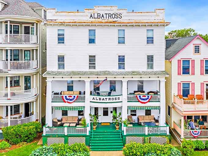 Hotel Albatross welcomes guests with patriotic bunting and the promise of old-fashioned hospitality done right.