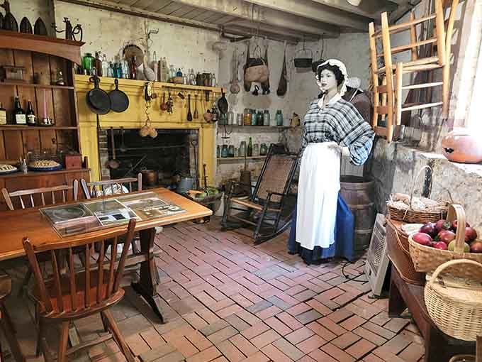 This period kitchen shows how people cooked before microwaves, dishwashers, or any appliance that made life remotely easy.