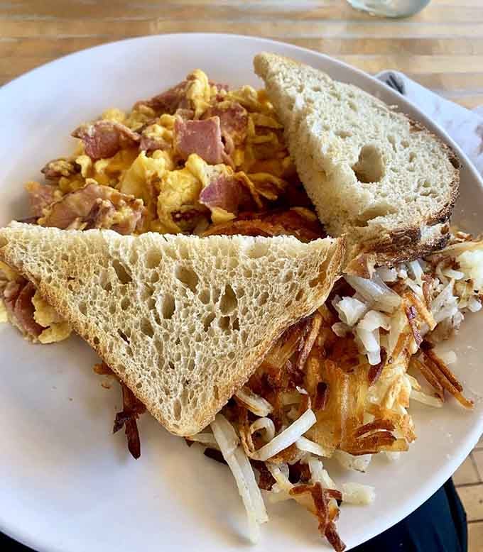 This ham and cheese scramble with golden hash browns is the kind of plate that makes diet resolutions seem like yesterday's news.