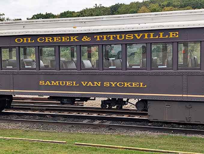 The Samuel Van Syckel car wears its heritage proudly, offering modern comfort wrapped in authentic vintage railroad charm.