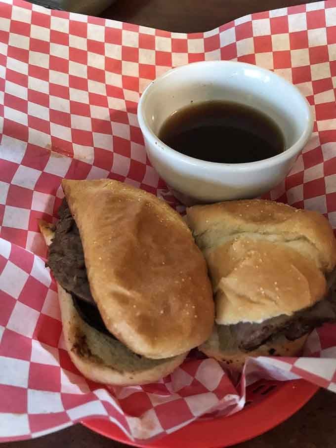 The French dip comes with au jus that'll have you savoring every last drop of flavor.