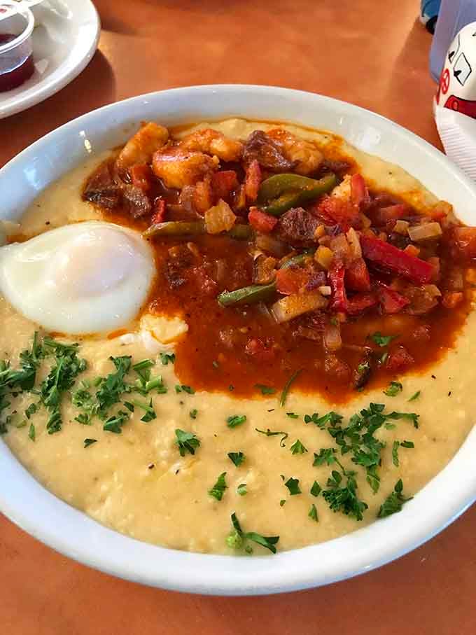 Shrimp and grits with an egg on top&mdash;Southern comfort meets morning magic in one beautiful bowl.