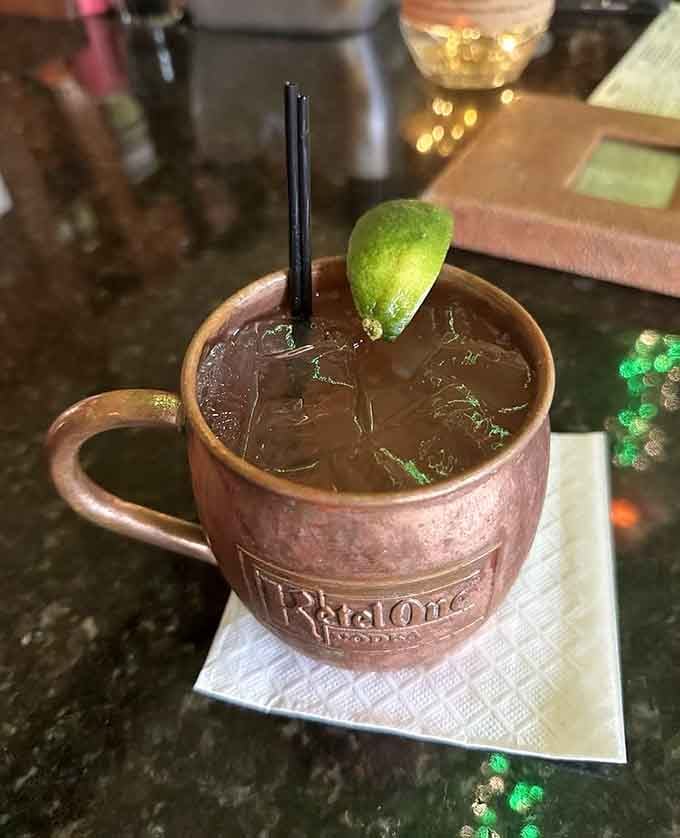 A Moscow Mule in copper served with style, because even your cocktail deserves proper presentation.