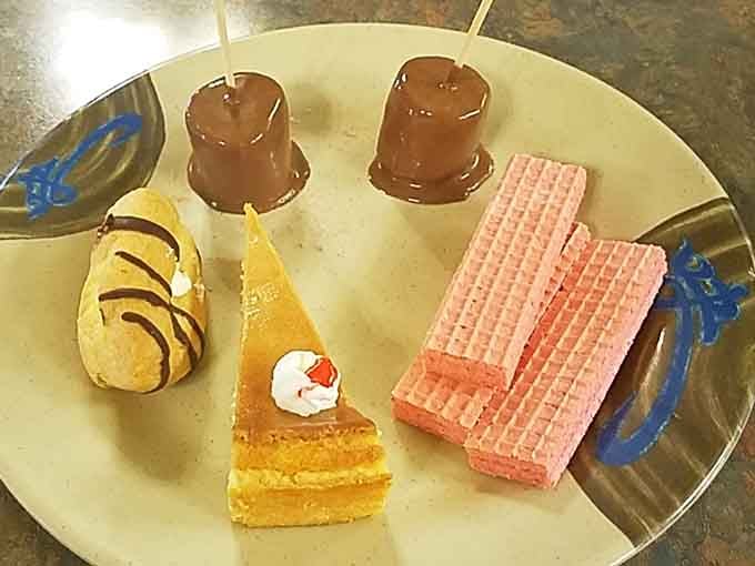 A dessert sampler that would make Willy Wonka nod approvingly, chocolate fountains not included but appreciated anyway.