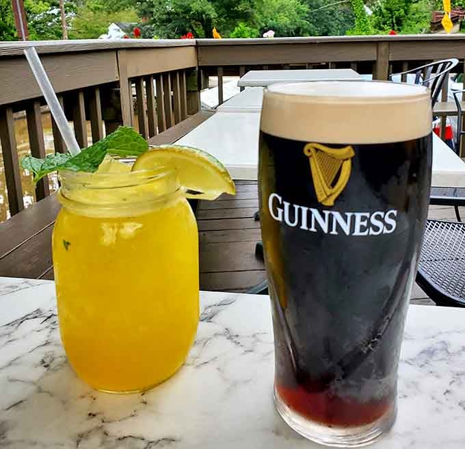 A perfectly poured Guinness and a refreshing cocktail on the outdoor deck&mdash;now that's living your best life.