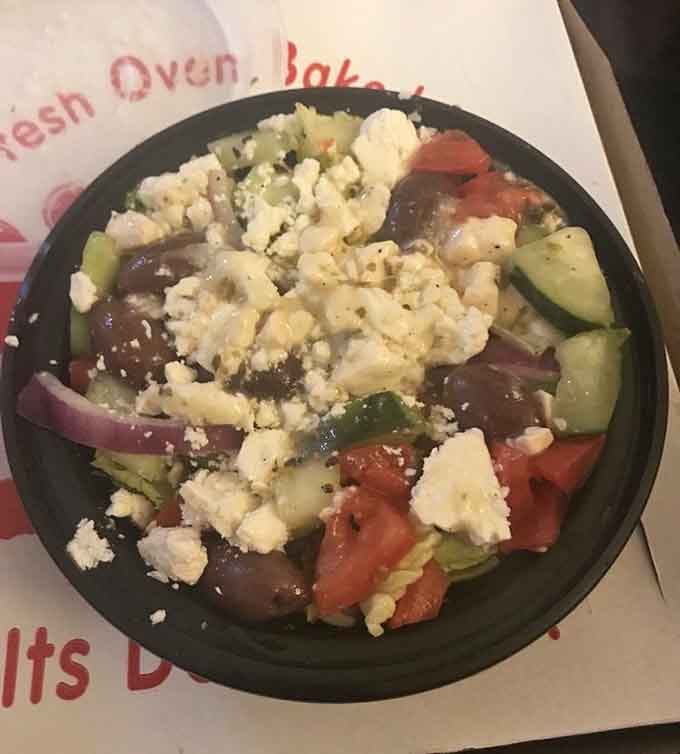 A Greek salad this fresh and generous could make even the most devoted pizza lover pause and appreciate vegetables.