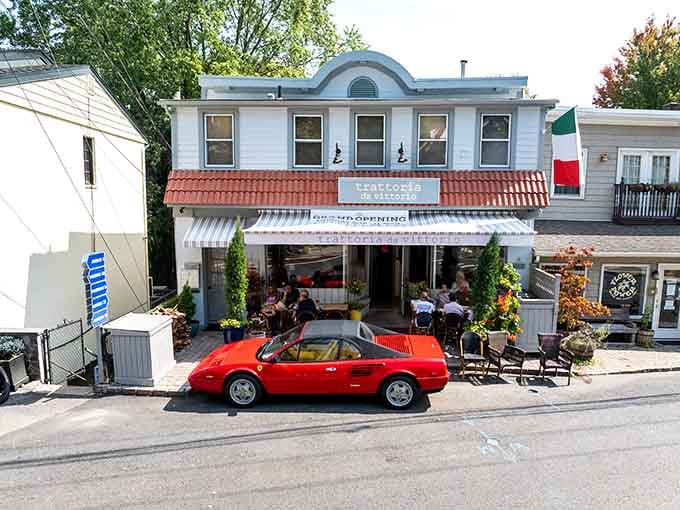 Trattoria Da Vittorio welcomes you with that classic Italian hospitality and a red sports car for atmosphere.