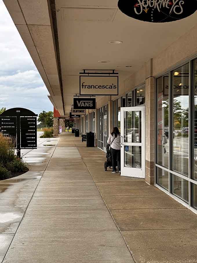 Wide sidewalks and covered walkways make store-hopping comfortable, even when Wisconsin weather decides to get moody and unpredictable.