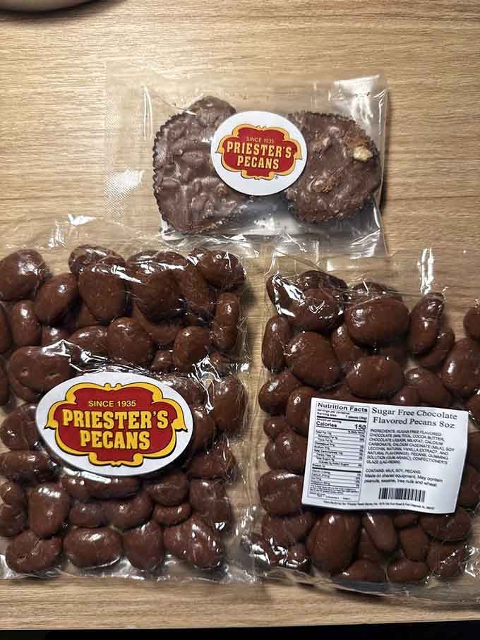 Chocolate-covered pecans so good they make regular candy bars question their entire existence and purpose in life.