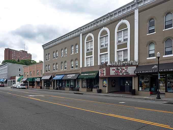 Classic marquee architecture stands proud on Main Street, reminding us when going to the movies was an event.