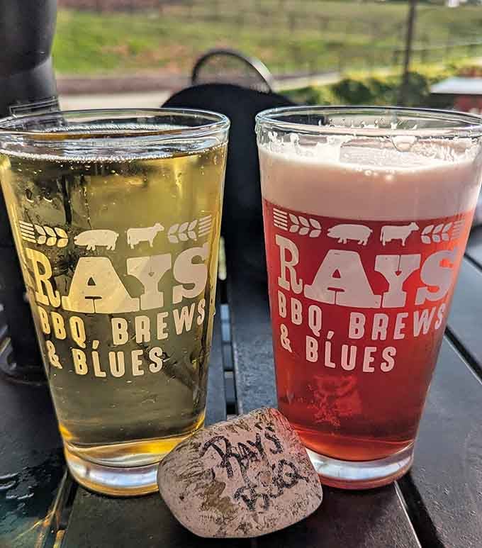 Those branded pint glasses prove that Ray's knows presentation matters, even when you're just getting properly hydrated.