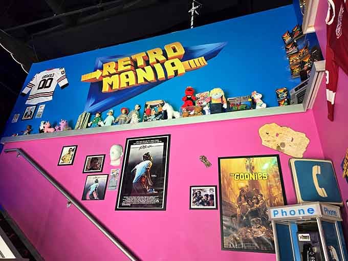 Colorful chaos organized perfectly on shelves, like your childhood toy box if you'd actually cleaned it.