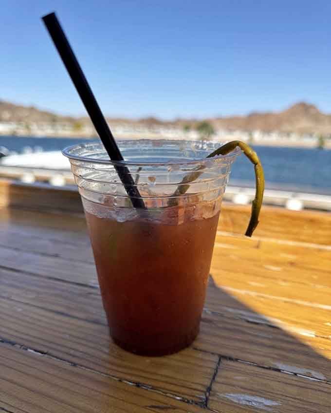A Bloody Mary with a view like this makes you wonder why anyone drinks these things on solid ground.