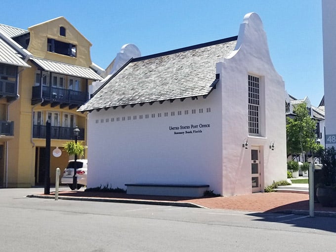 Even the post office here looks like it deserves its own architectural digest feature, because why should mail be boring?