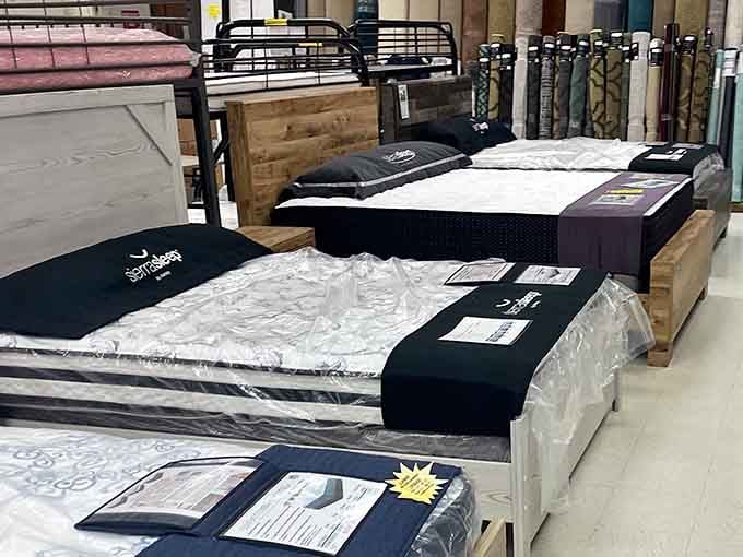 Mattresses displayed like they're auditioning for your bedroom, and these prices are definitely getting the callback.