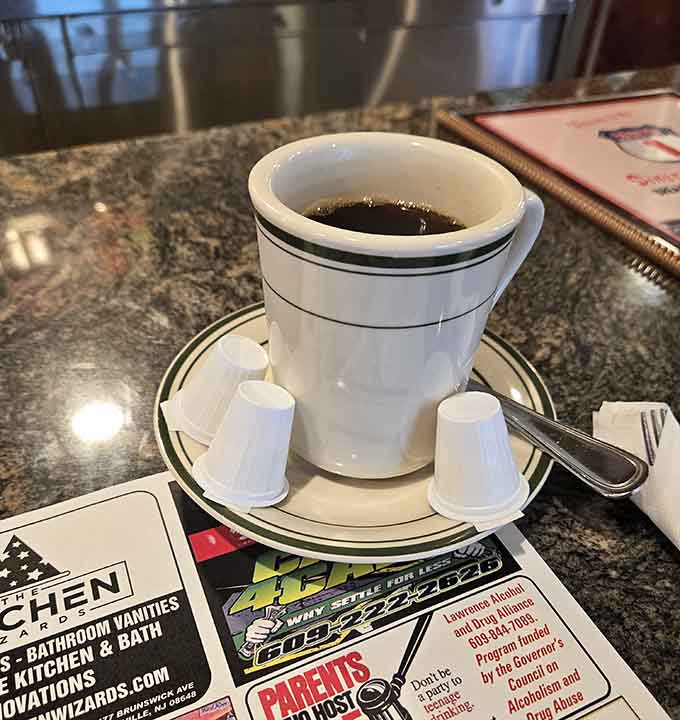 Fresh coffee served in classic diner style, because some traditions exist for very good reasons.