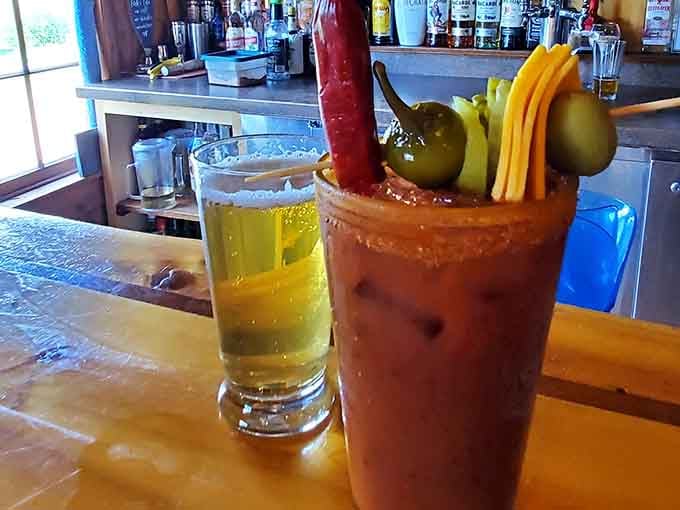 That Bloody Mary came dressed for success with enough garnishes to qualify as a salad course.