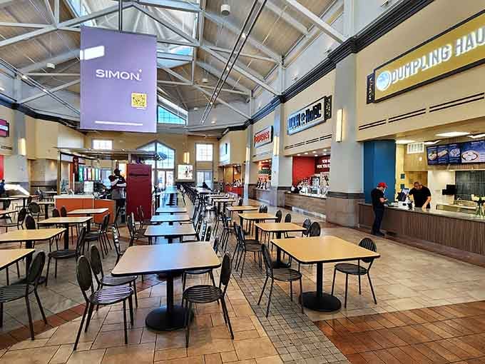 A food court oasis where you can refuel between stores and contemplate whether you really need those shoes.