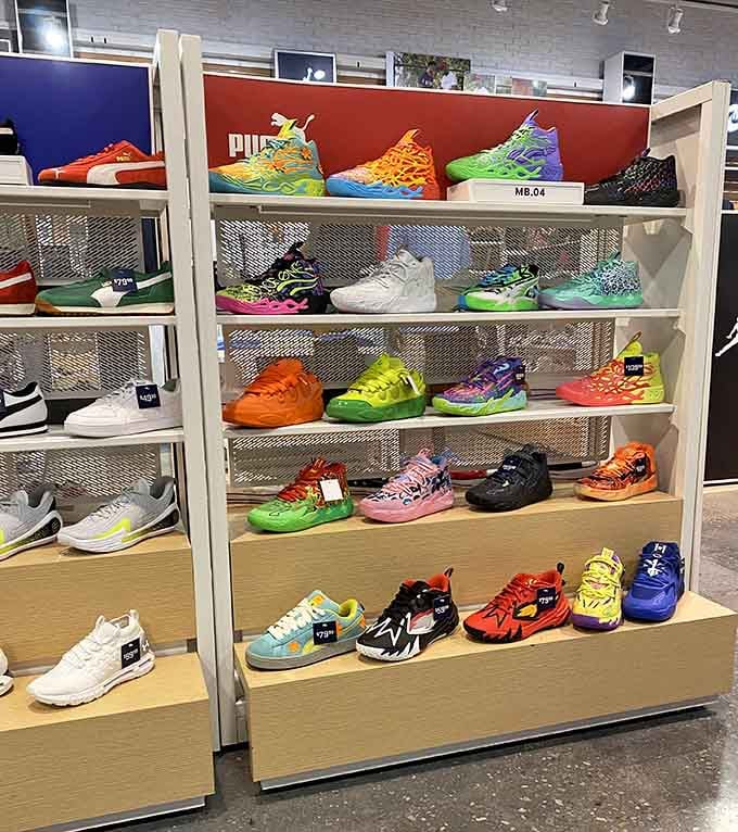 Basketball shoes so colorful they could double as modern art, making sneaker collectors weep tears of discounted joy.