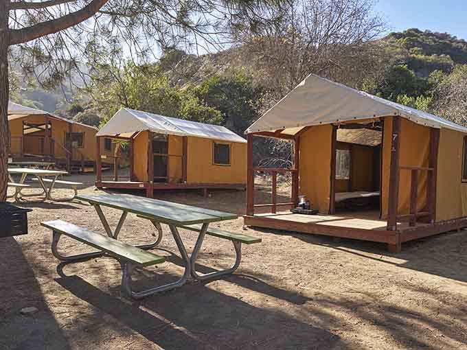 Hermit Gulch Campground's tent cabins provide just enough civilization to keep your camping experience from becoming survival training.