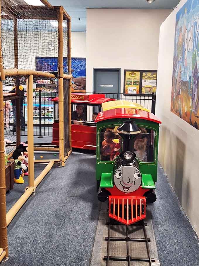 A miniature train ride offers a slower-paced adventure for kids who need a break from climbing everything.
