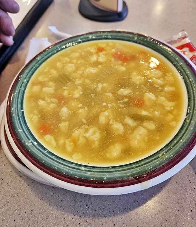 Homestyle soup that looks like it could warm you from the inside out on a cold Michigan morning.
