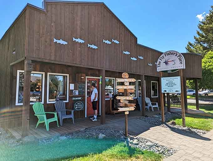 The Fly Fisher's Place knows its audience, and those metal fish aren't just decoration, they're a lifestyle statement.